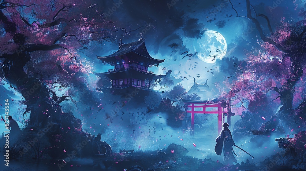 Anime art featuring a ninja warrior and a shape-shifting spirit ...