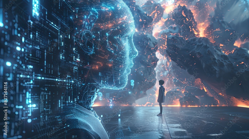 AI Becomes Self-Aware: Digital Robot Faces Human in Fiery Apocalypse ...