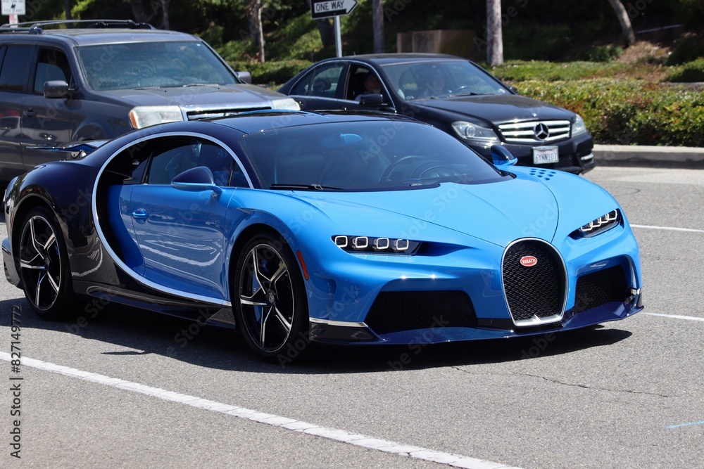 Bugatti Driving Elegantly on the Scenic Roads of Newport Beach ...