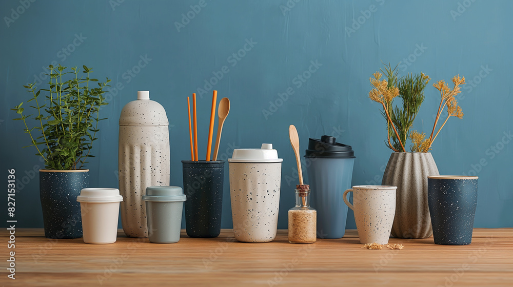 Create a variety of consumer products made from bioplastics. It shows ...