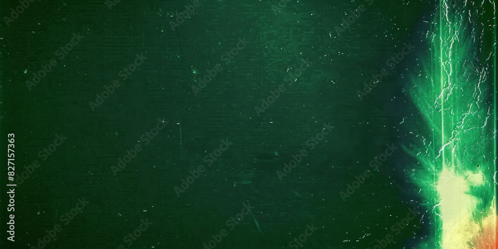 A VHS vhs screen grab of green background with yellow, red and blue ...