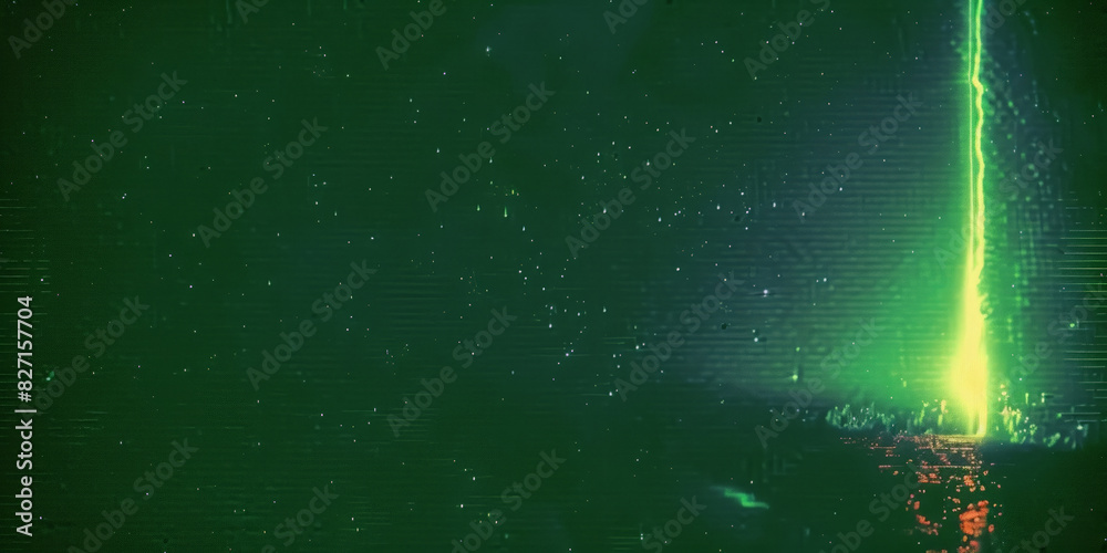 A VHS vhs screen grab of green background with yellow, red and blue ...