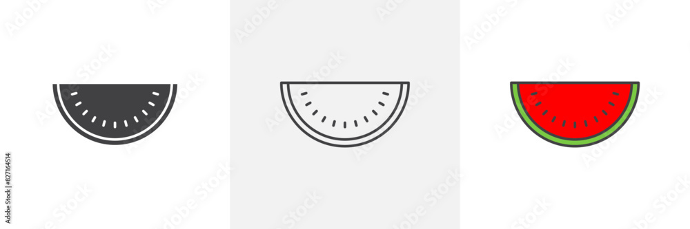 Watermelon vector set. Watermelon slice graphic. Fresh healthy ...