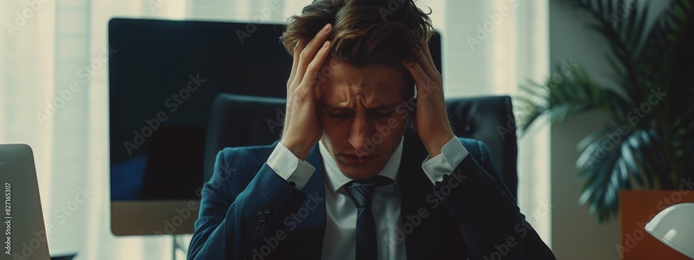 Nervous and panic job applicant with stressful emotion on job interview ...