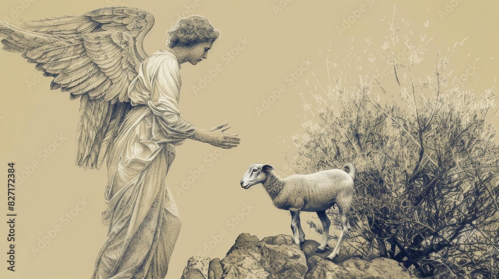 Biblical Illustration of Angel Preventing Abraham from Sacrificing ...