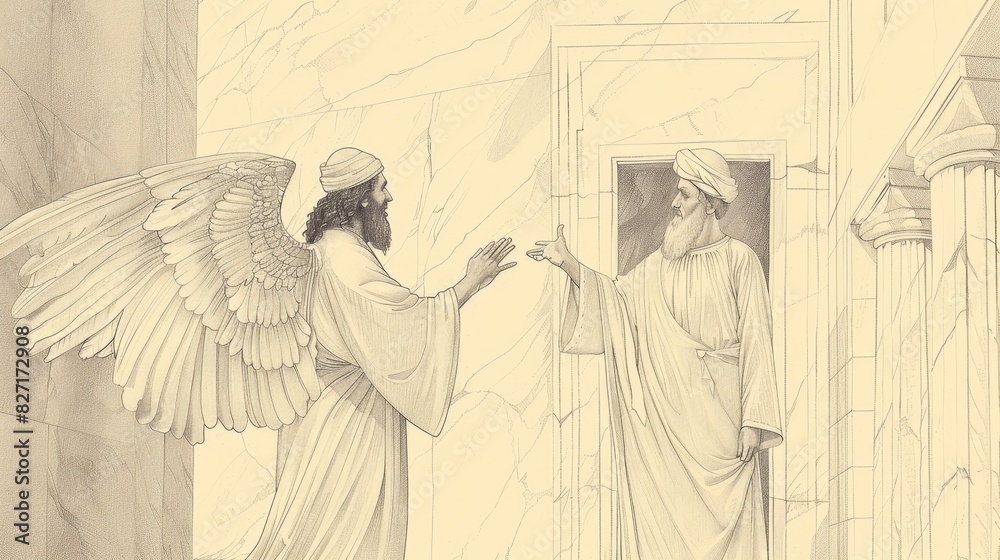 Biblical Illustration of Angel Gabriel Announcing Birth of John the ...