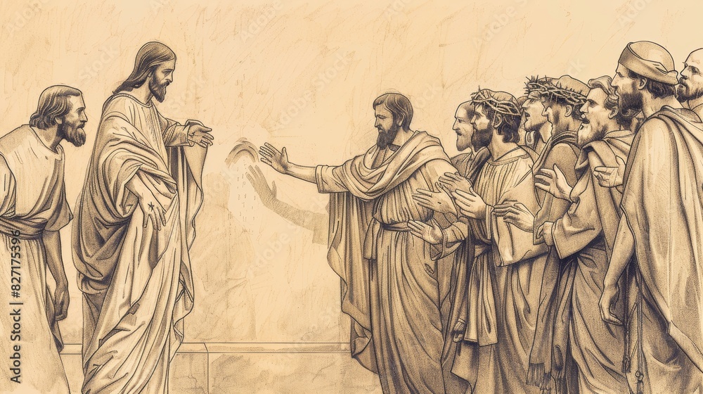 Jesus Before Pontius Pilate, Pilate Washing Hands, Crowd Shouting for ...