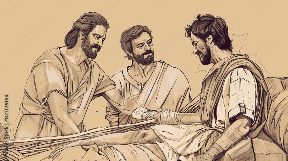 Biblical Illustration of Jesus Healing Centurion’s Servant, Centurion’s ...