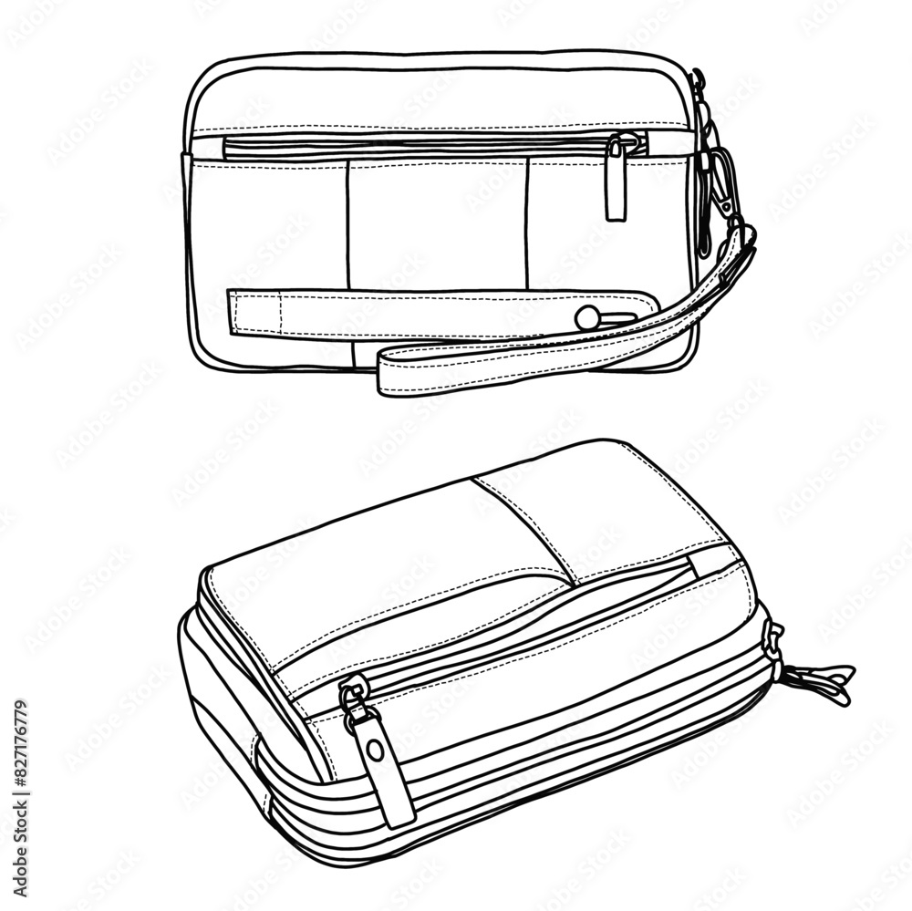 Technical sketch drawing vector Illustration of clutch bag line art, suitable for your custom ...