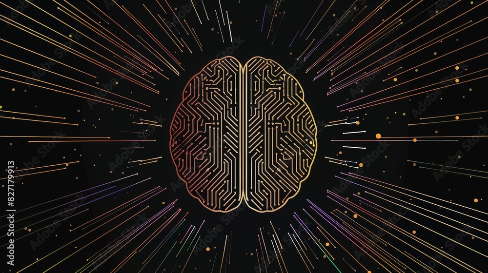 Digital brain made of circuit board, vector logo of human brain made ...