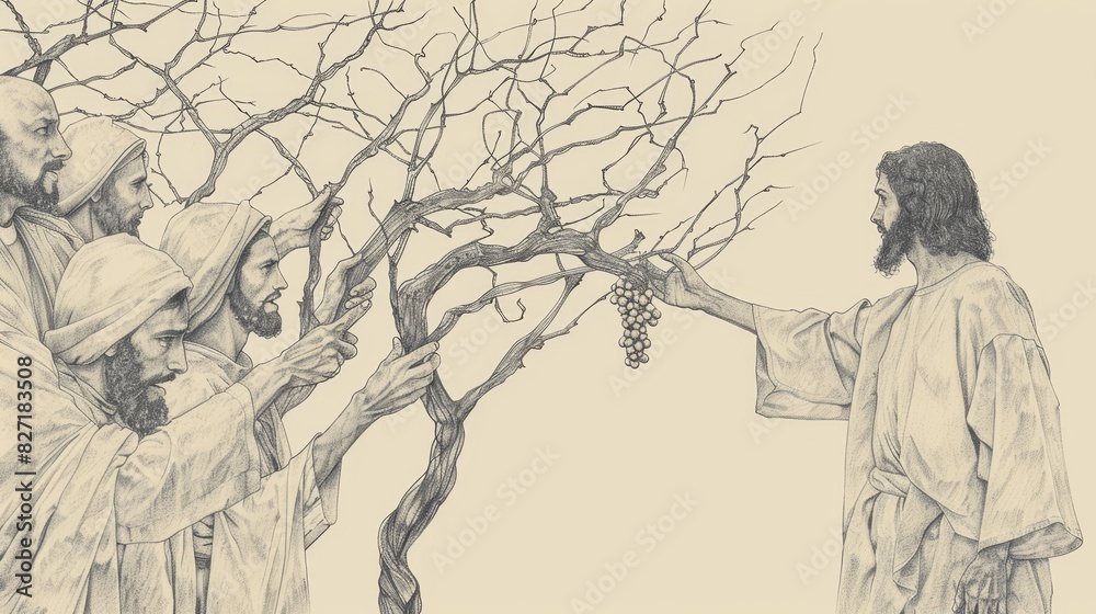 Photo & Art Print Biblical Illustration of Parable of Vine and Branches ...
