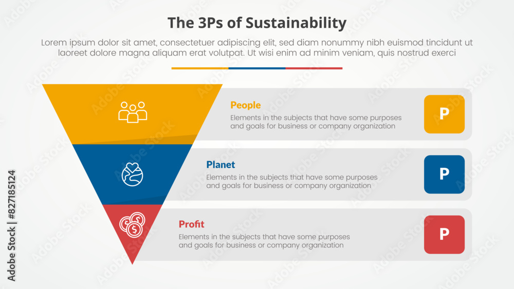 3P or 3Ps sustainability framework infographic concept for slide ...