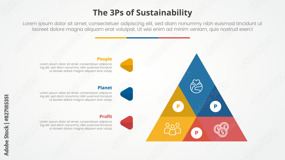 3P or 3Ps sustainability framework infographic concept for slide ...