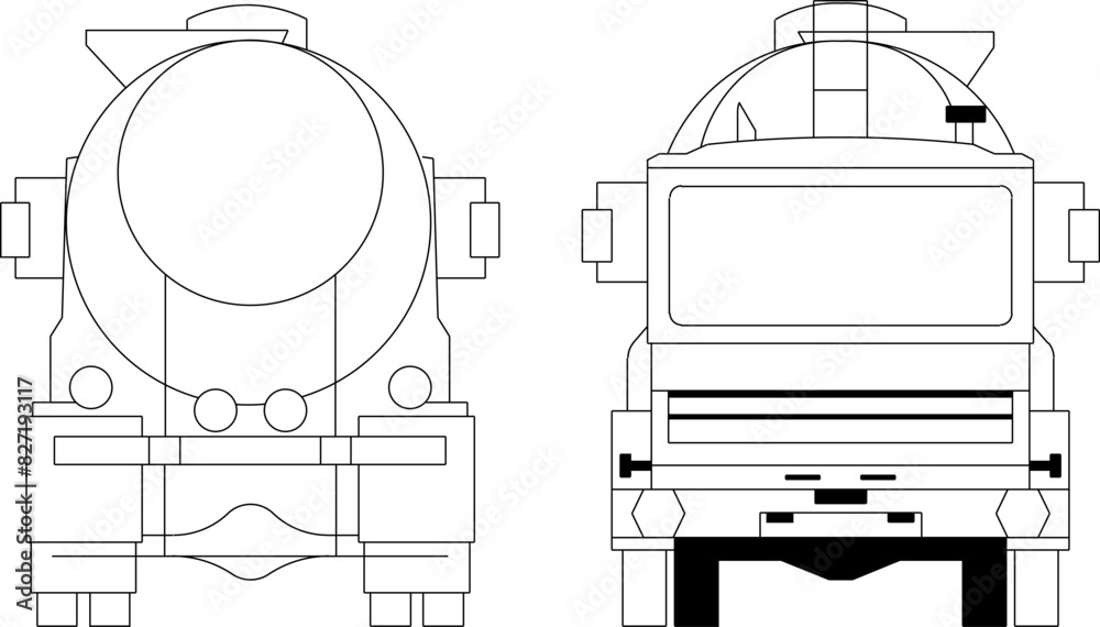 Vector illustration sketch of detailed design drawing for water and oil ...