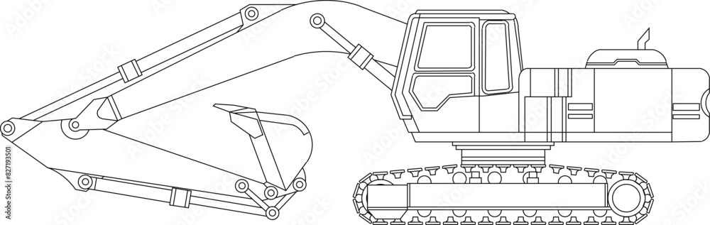 Vector illustration sketch of detailed design drawing for heavy vehicle ...