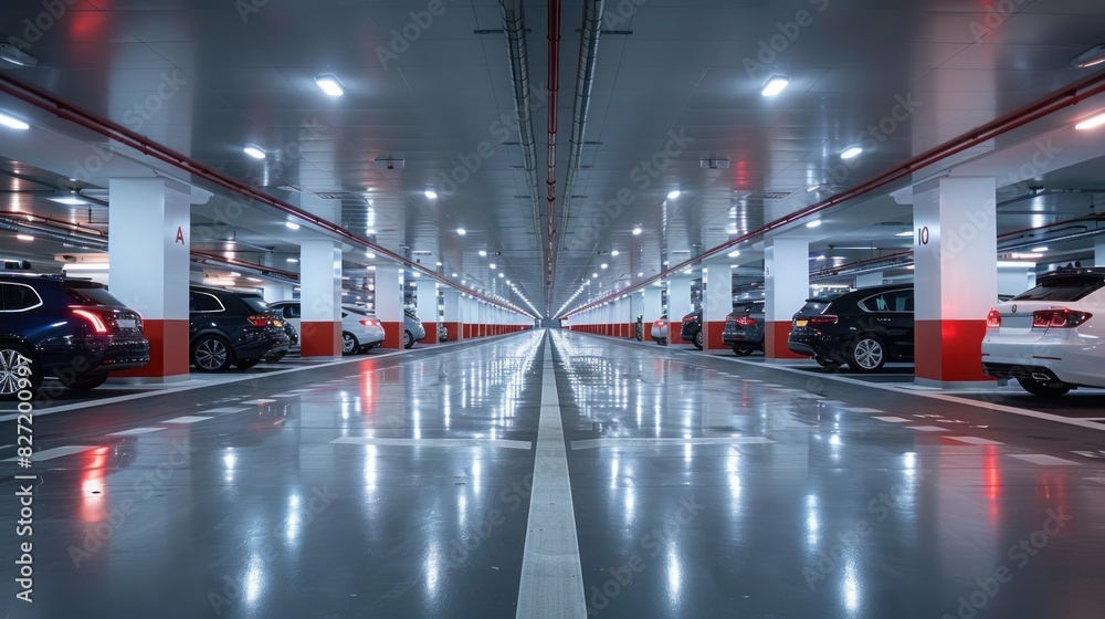 Design a blank style mock-up of a smart parking system with automated ...