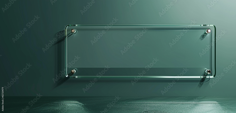 Glass name plate mockup on a deep sea green wall, transparent ... Glass name plate mockup on a deep sea green wall, transparent ...