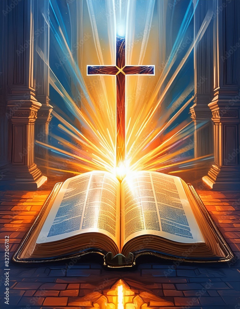 Christian Cross with Bible - Symbol of Christianity - Enlightening by ...