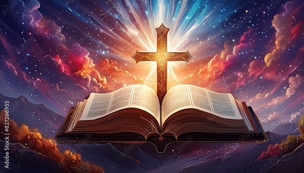 Christian Cross with Bible - Symbol of Christianity - Enlightening by ...