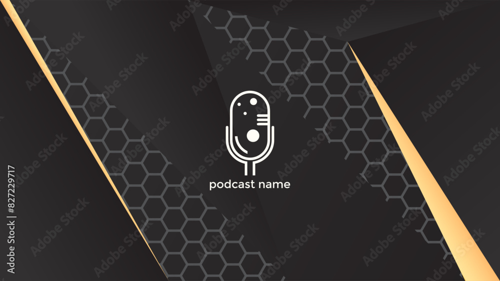 PODCAST GRADIENT DARK BACKGROUND WITH GEOMETRIC SHAPES ORANGE COLOR SIMPLE TEMPLATE DESIGN ...