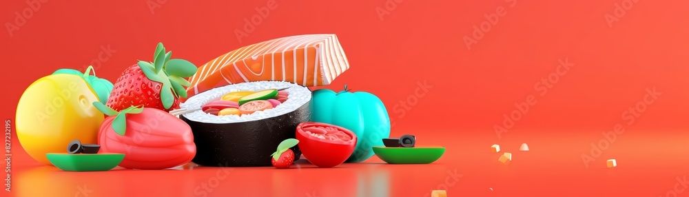 29 Illustration of a 3D model of a food icon in vibrant colors Stock ...