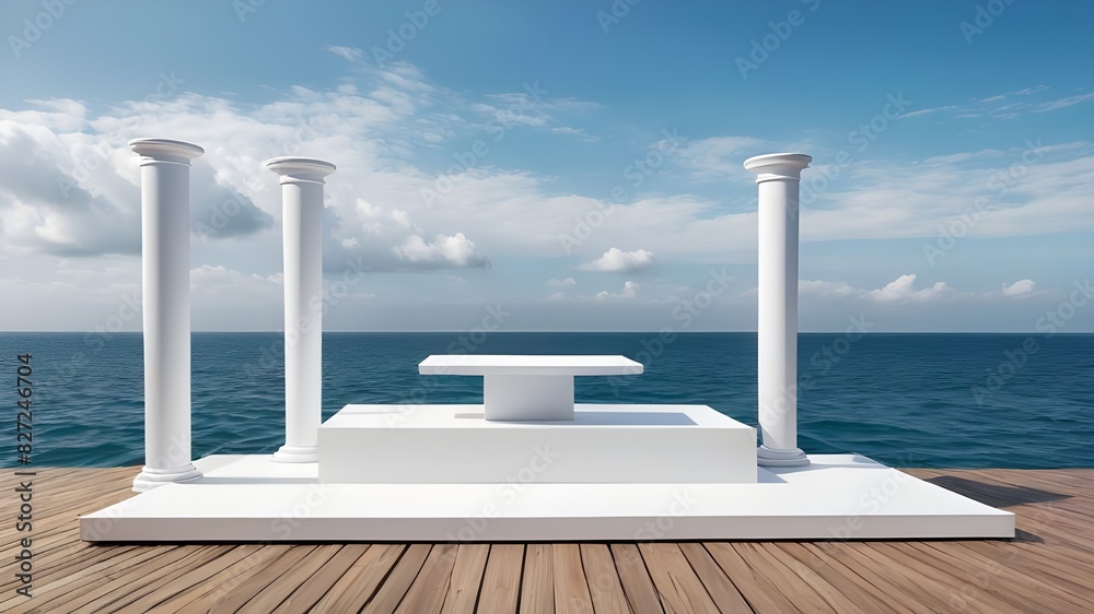 'sea ocean scene splay platform product presentation Podium poduim dais ...