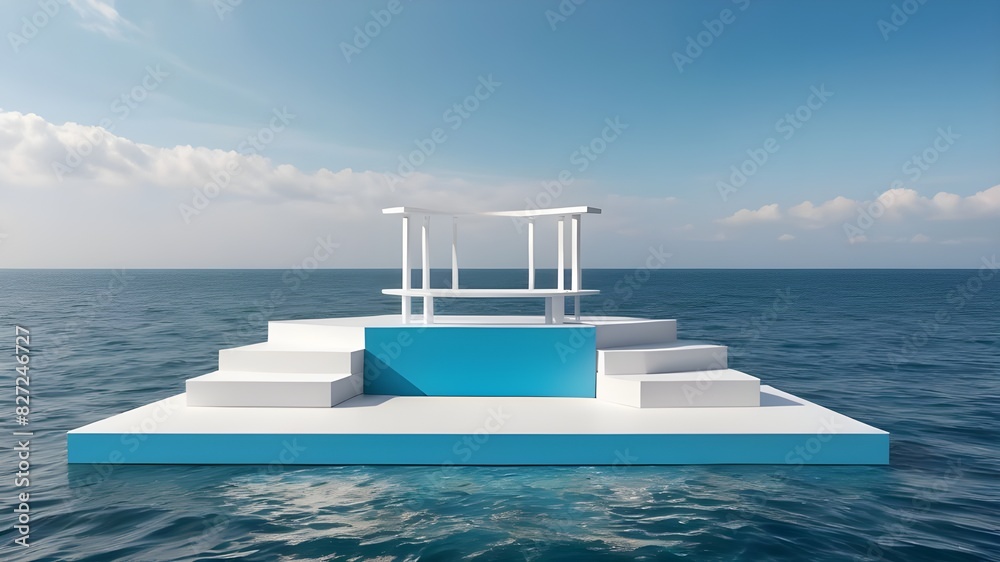 'sea ocean scene splay platform product presentation Podium poduim dais ...