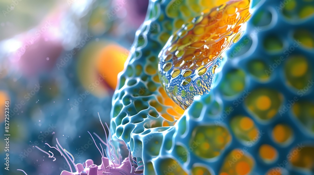 Closeup of a 3D rendering illustrating the structure of a plant cell ...
