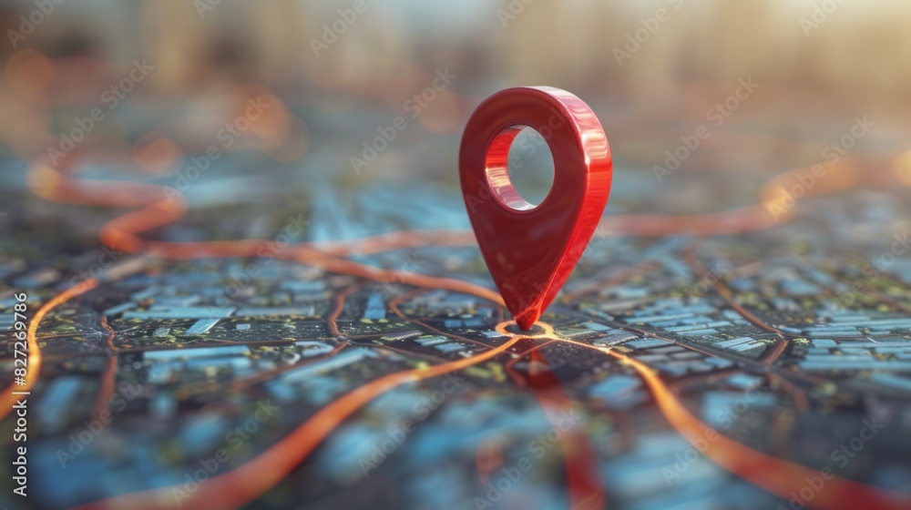 Location pin icon on earth city urban map indicating the location and ...