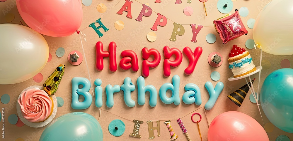 Happy Birthday written with beautiful stylish letters on a plain russet ...