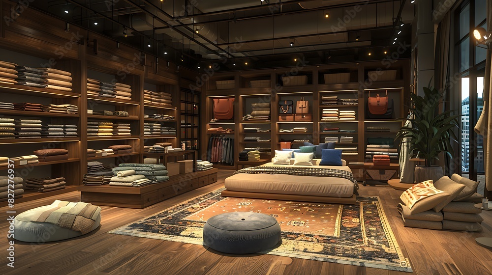 Retail store featuring a mix of bold patterns and neutral tones ...