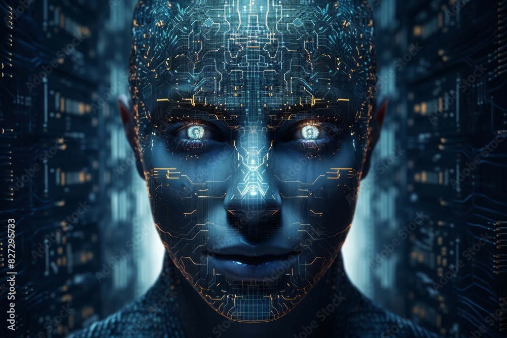 Concept image of an AI wearing a digitized human face Stock ...