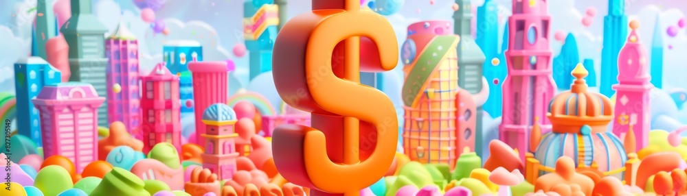 69 3D model of a dollar sign icon with a colorful illustrated ...