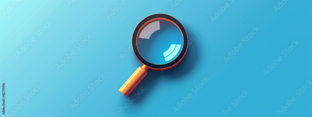 Vibrant Sky Blue Background with Magnifying Glass Icon. Explore ...