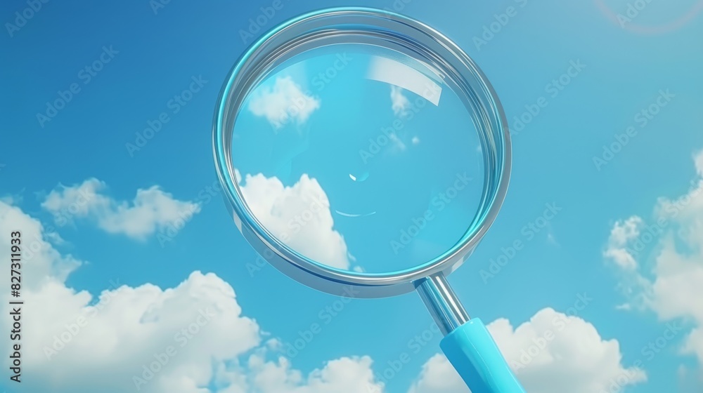 Vibrant Sky Blue Background with Magnifying Glass Icon. Explore ...