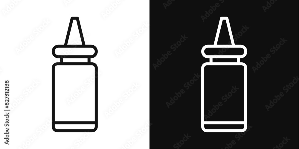 Sauce icon pack. Tomato ketchup bottle vector sign. Sauce squeeze ...