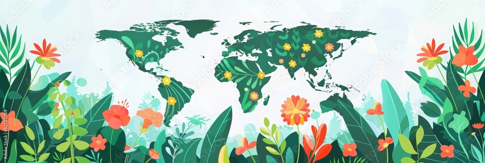 World environment day banner template design with flower, tree and ...