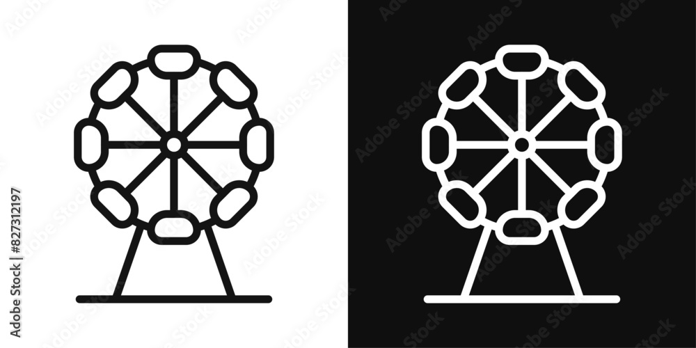 Ferris wheel icon pack. Park festival carousel ride vector sign ...