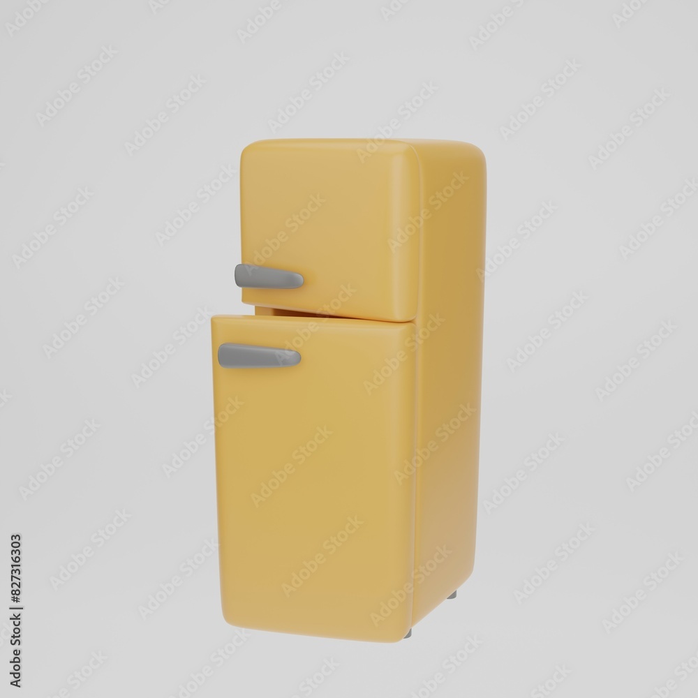 Retro refrigerator on white background 3D icon render technique Stock ...
