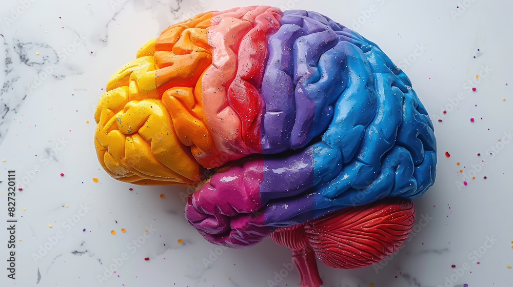 human rainbow brain on a white background, anatomy, intelligence, organ ...