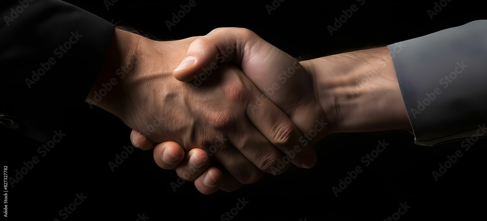Show two guys exchanging a handshake with a double hand clasp ...