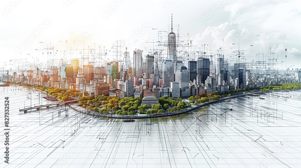 city background architectural with drawings of modern for use web ...