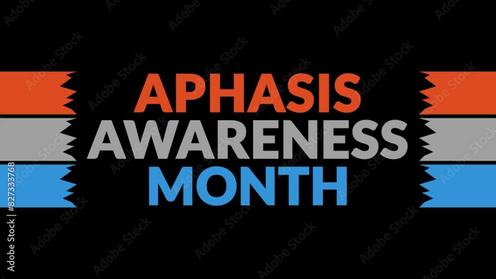 Aphasia Awareness Month seamless looping Text Animation with side lines ...