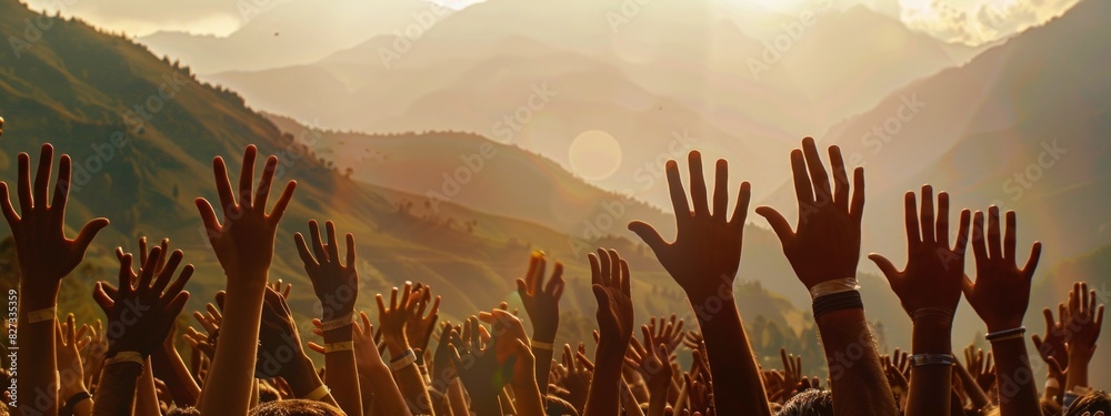 Raise Hands to Participate, many people raise their hands to give ...