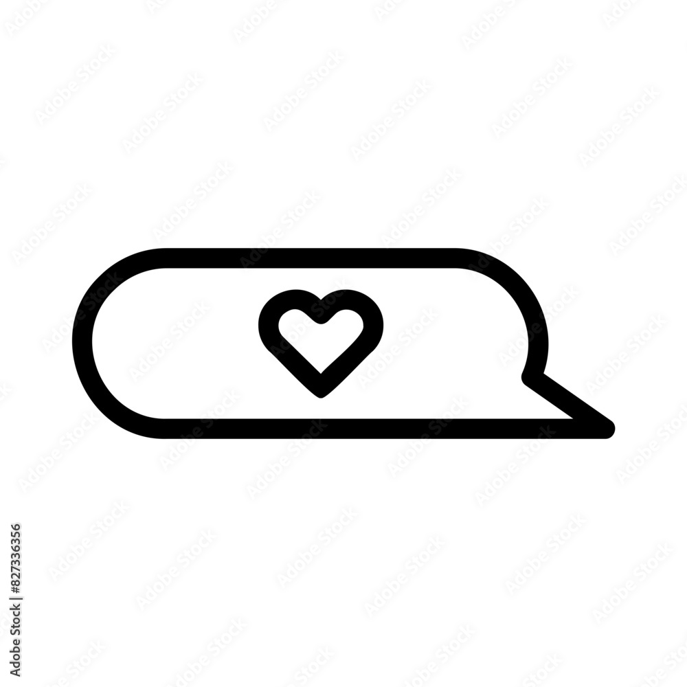 Rectangular Chat Bubble with Heart Outline Icon - Suitable for Web Page ...