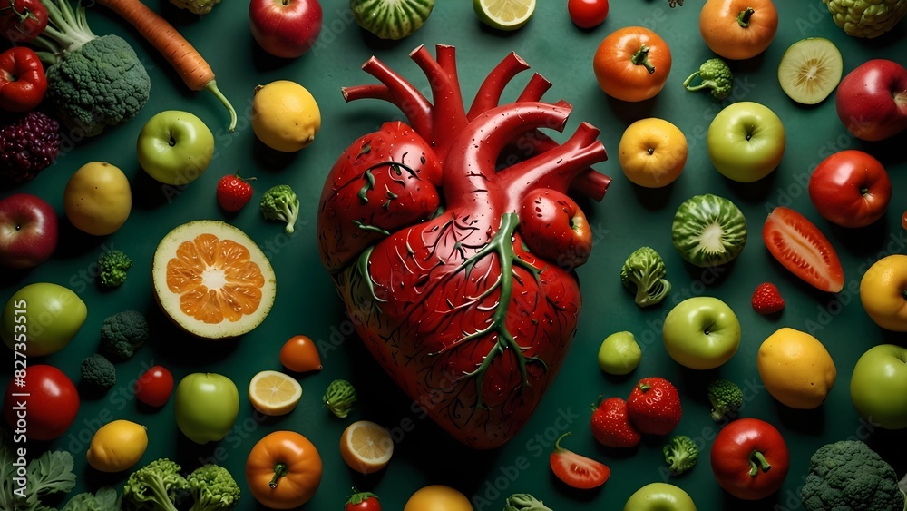 Human heart shaped fruits and vegetables isolated on a transparent ...