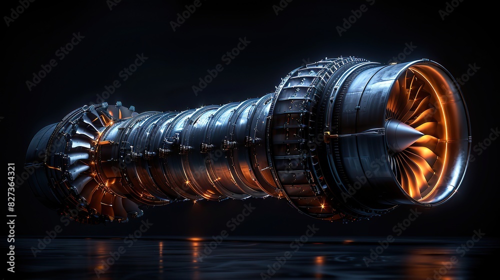 turbofan engine modern a close up of an aircraft s turbojet on a black ...