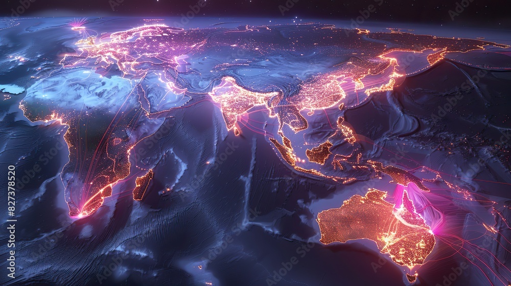 An international shipping route map with major ports highlighted. Stock ...