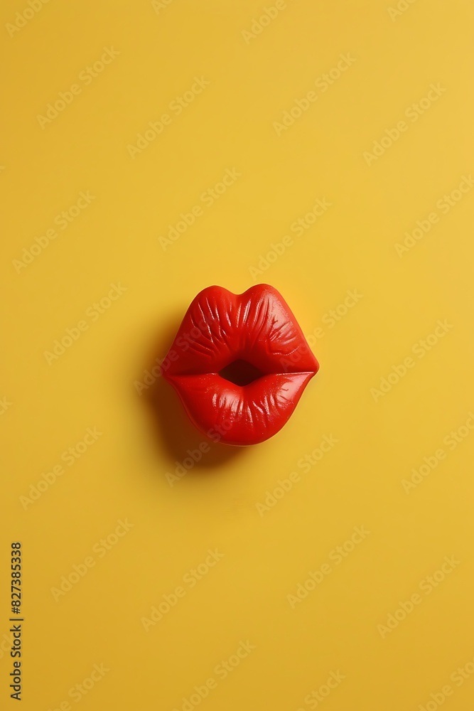 kissing emoji on a lemon yellow background with space for copy The ...
