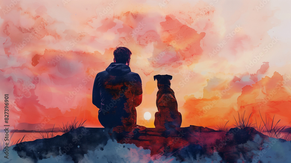 man and dog, man and dog at the beach, furry friend, loyal friend ...